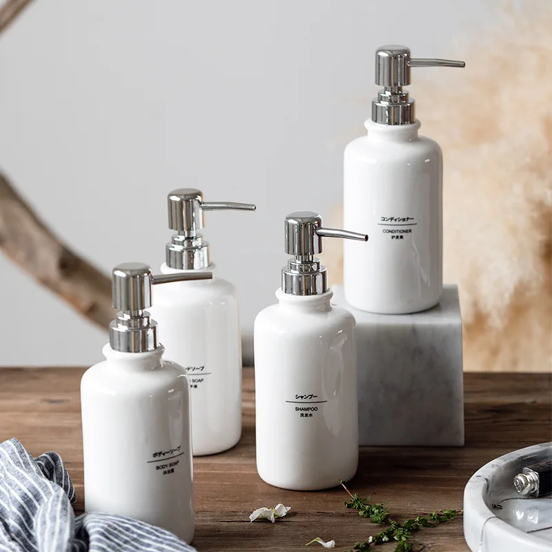 Modern Simple White Porcelain Liquid Soap Bottle Ceramic Liquid Soap ...