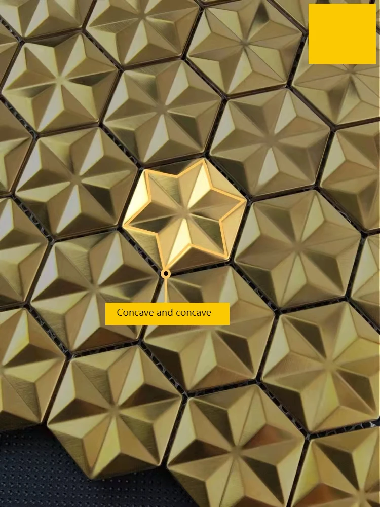 Hexagonal Gold Metal Mosaic Brick House Bathroom Wall Sticker ...