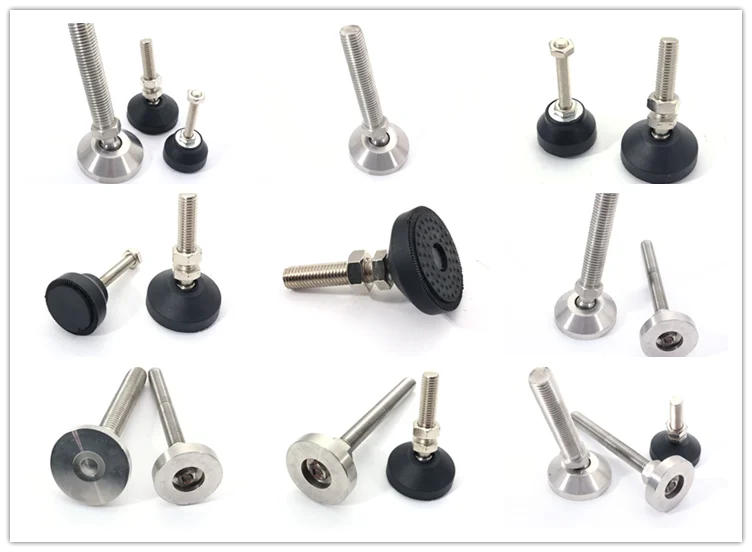 M8 M10 M12 Adjustable Leveling Foot Set Anti Slip Rubber A2 Stainless ...