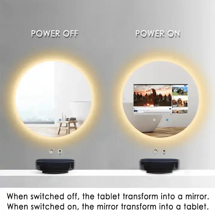 Yimilla Round Wall Bathroom Photo Booth Android Touch Screen Smart ...