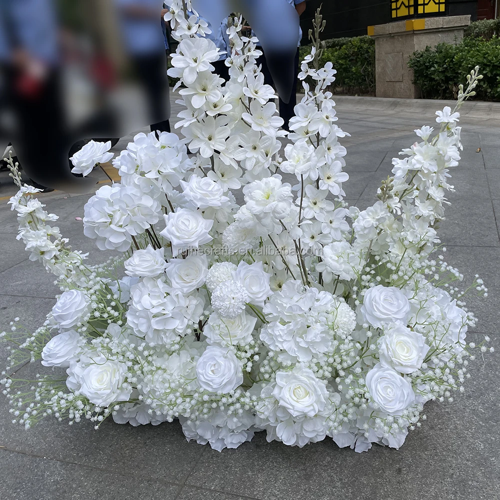 High Quality Foam Flower White Wedding Rose Flower Table Runner ...