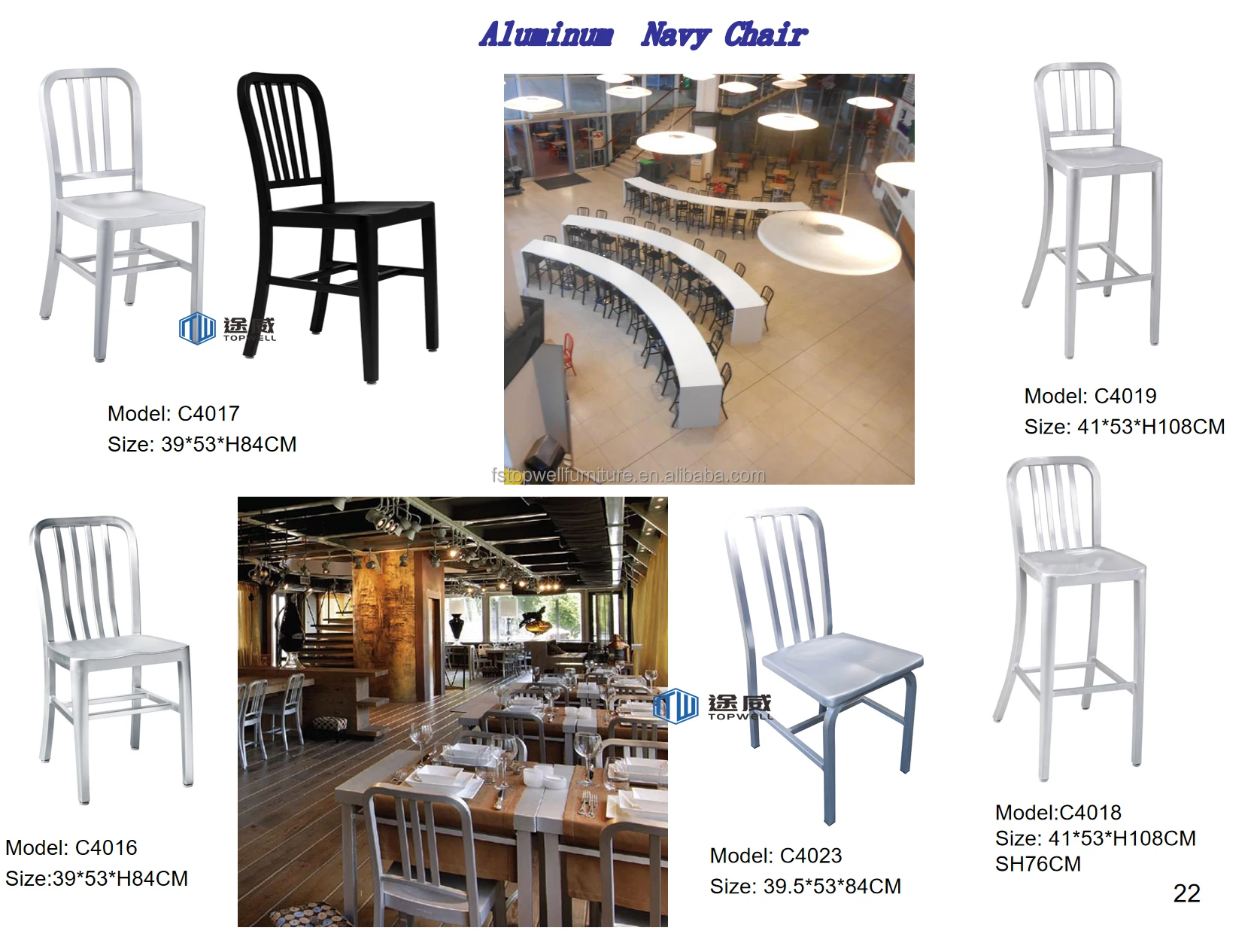 Modern Aluminum Chairs & Tables for Restaurants & Hotels