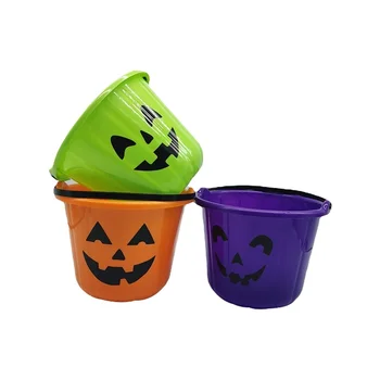 Halloween Party Plastic Clear Candy Floss Bucket Plastic Round Mini ...
