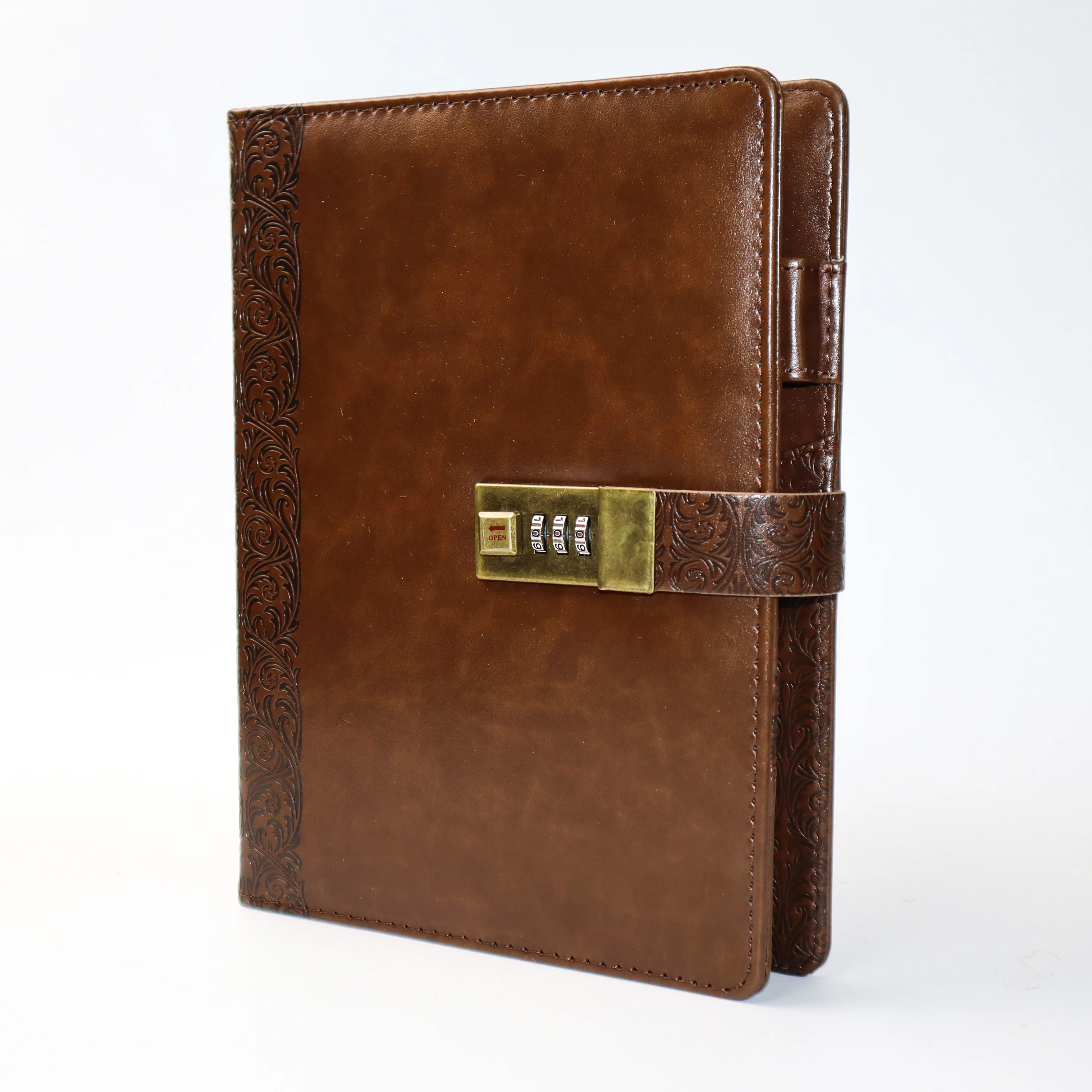 Custom Logo Brown Retro Leather Journal Planner Diary Notebook With ...