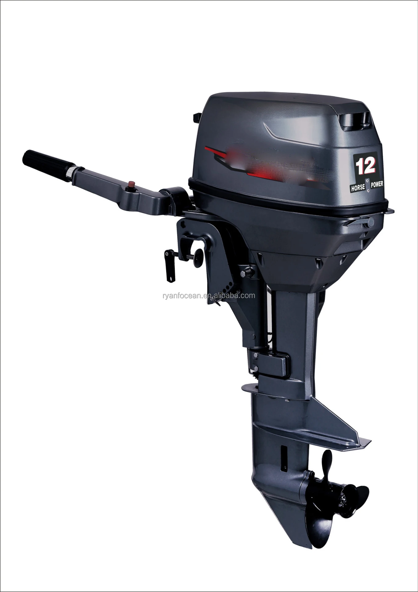 12hp 4-Stroke Outboard Engine - Manual Start & Tiller Control