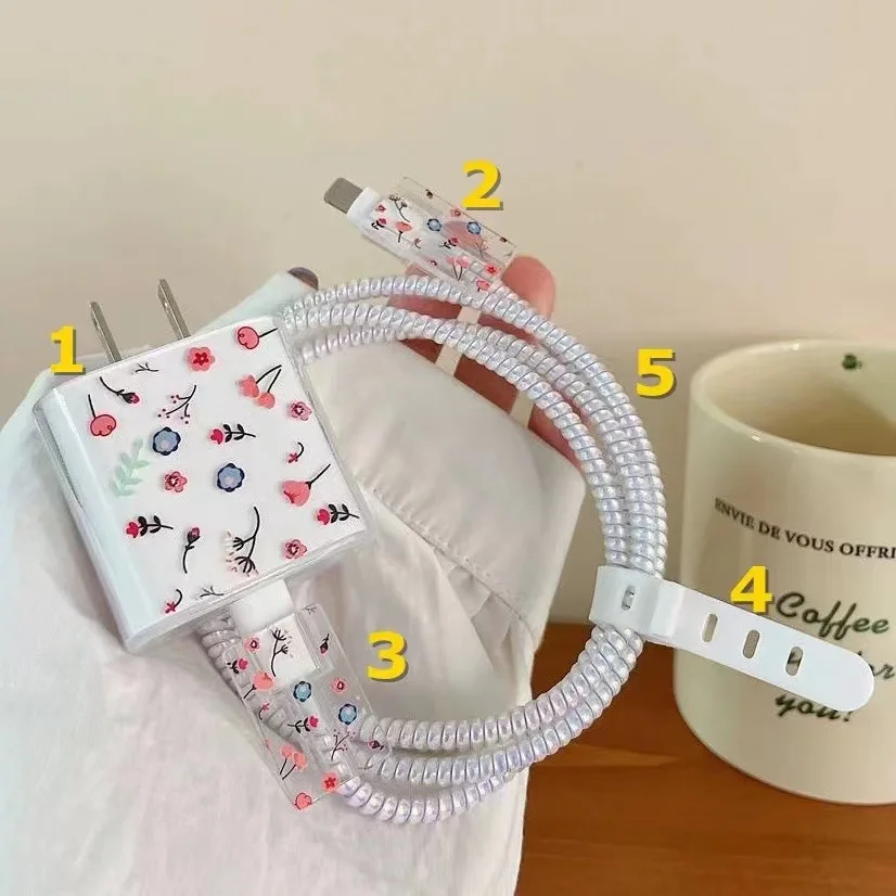 Iphone 18W 20W Rubber Charge Cable Protectors - Cute TPU Silicone Design