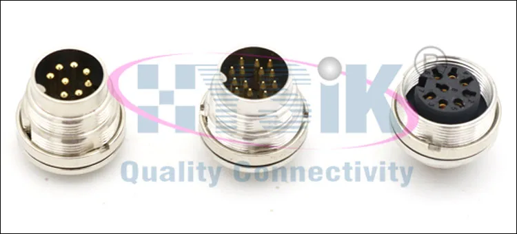 AISG 8 PIN for PCB DIN Connector M16 Female Panel Mount Connector ...