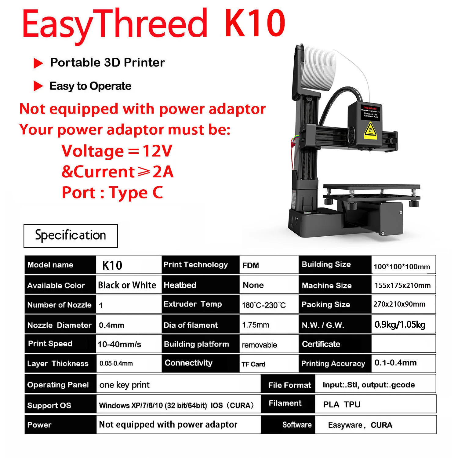 Easythreed K10 Mini 3D Printer for Beginners & Desk Top 3D Printing