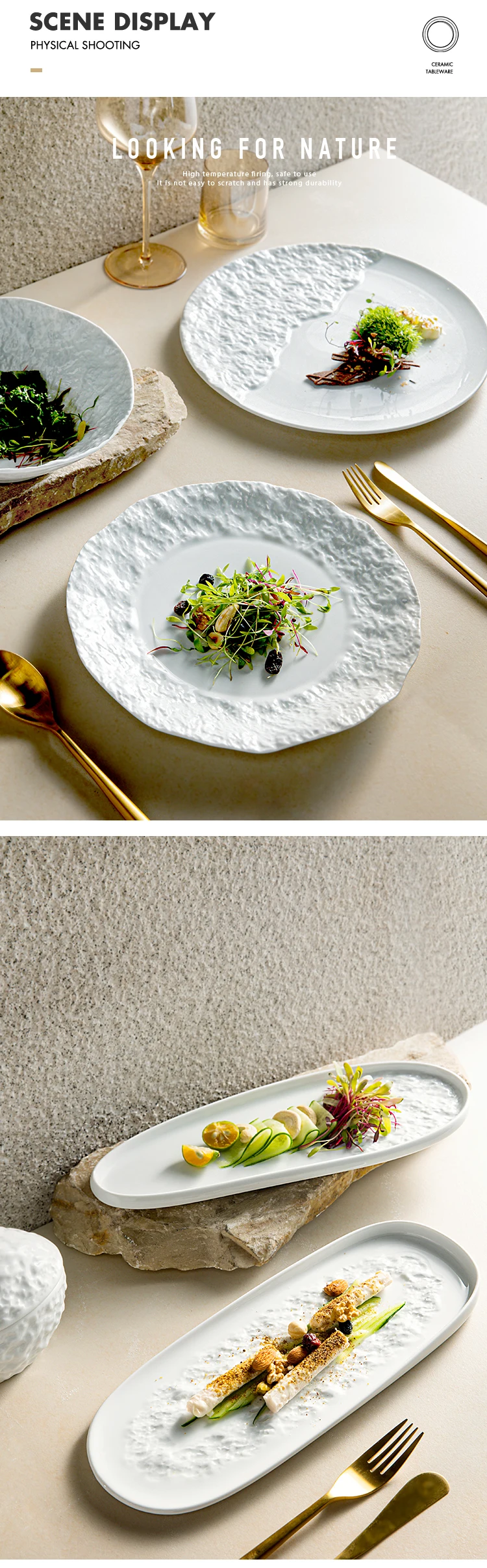 Hotel Restaurant Porcelain Dinnerware Oblong Dessert Serving Dishe Soup ...