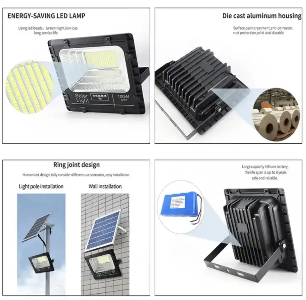 200w Solar Powered Panel Light Street Wall Light Outdoor Led Lamp ...