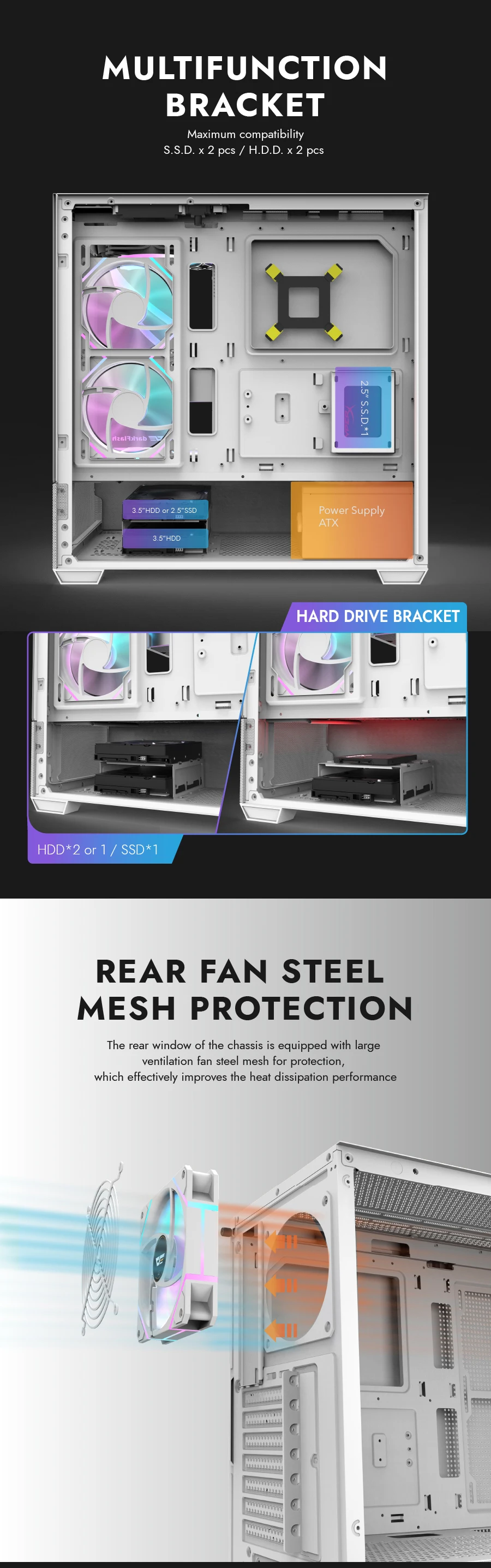 Darkflash Ds900 Air Atx Gaming Pc Case Usb3.2 Tempered Glass Computer ...