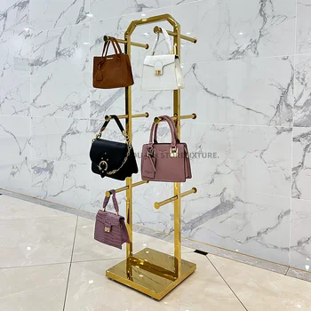 Modern Shop Interior Design Bag Stand Holder Display Rack Double Rail ...