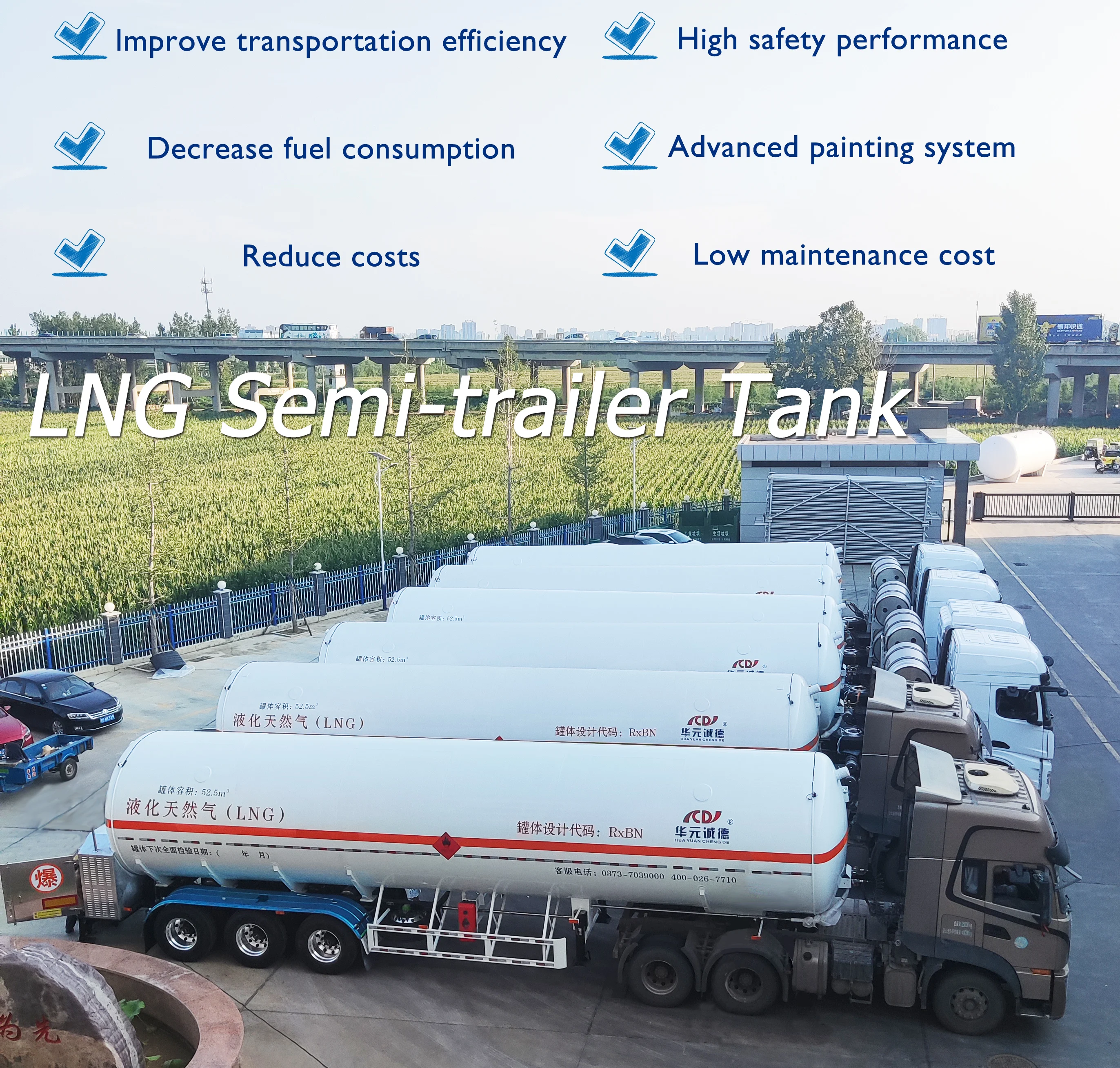 Low Temperature 52.5cbm Lng Cryogenic Transport Vessel Tank Semi ...