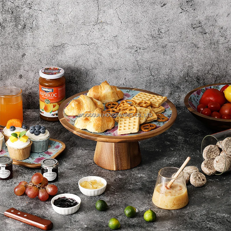 Wooden Custom Wooden Snack Serving Cake Plate S Set With Stands - Buy ...