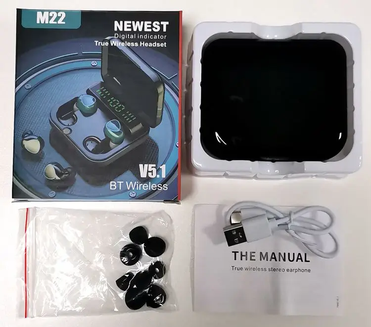 M22 Dual Tws Bt 5.1 In-ear Headphones Touch Waterproof Led Display Deep ...