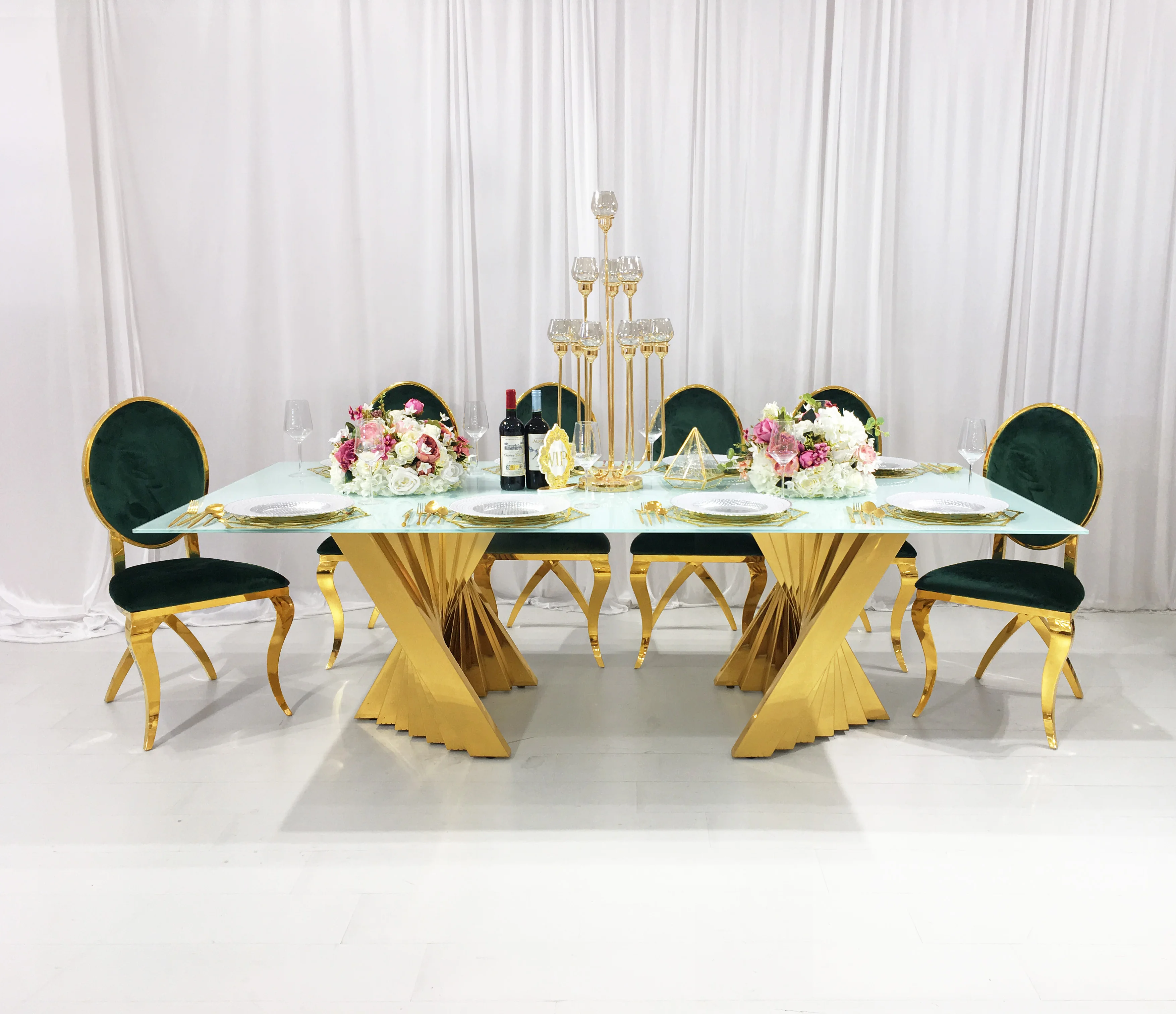 Luxury Gold Stainless Steel Bridal Party Table for Events