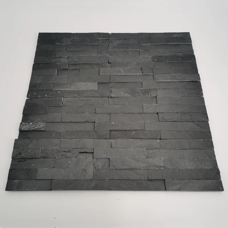 Natural Stone Veneer Stacked Ledger Panel Black Slate Cultural Stone ...