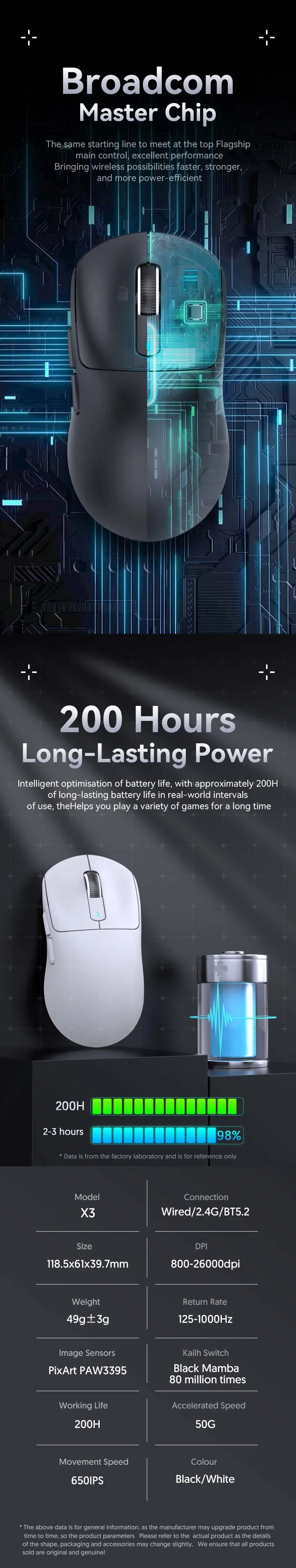 Attack Shark X3 Gaming Mouse - Ergonomic & Rechargeable