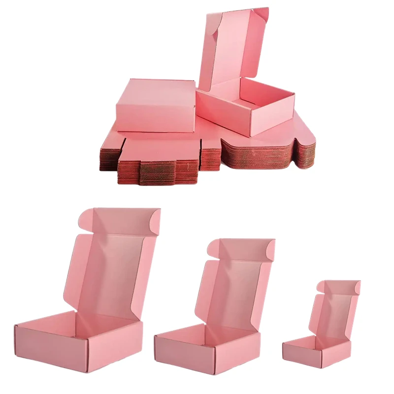 Customized Logo Pink Shipping Boxes For Hoodies Foldable Corrugated ...