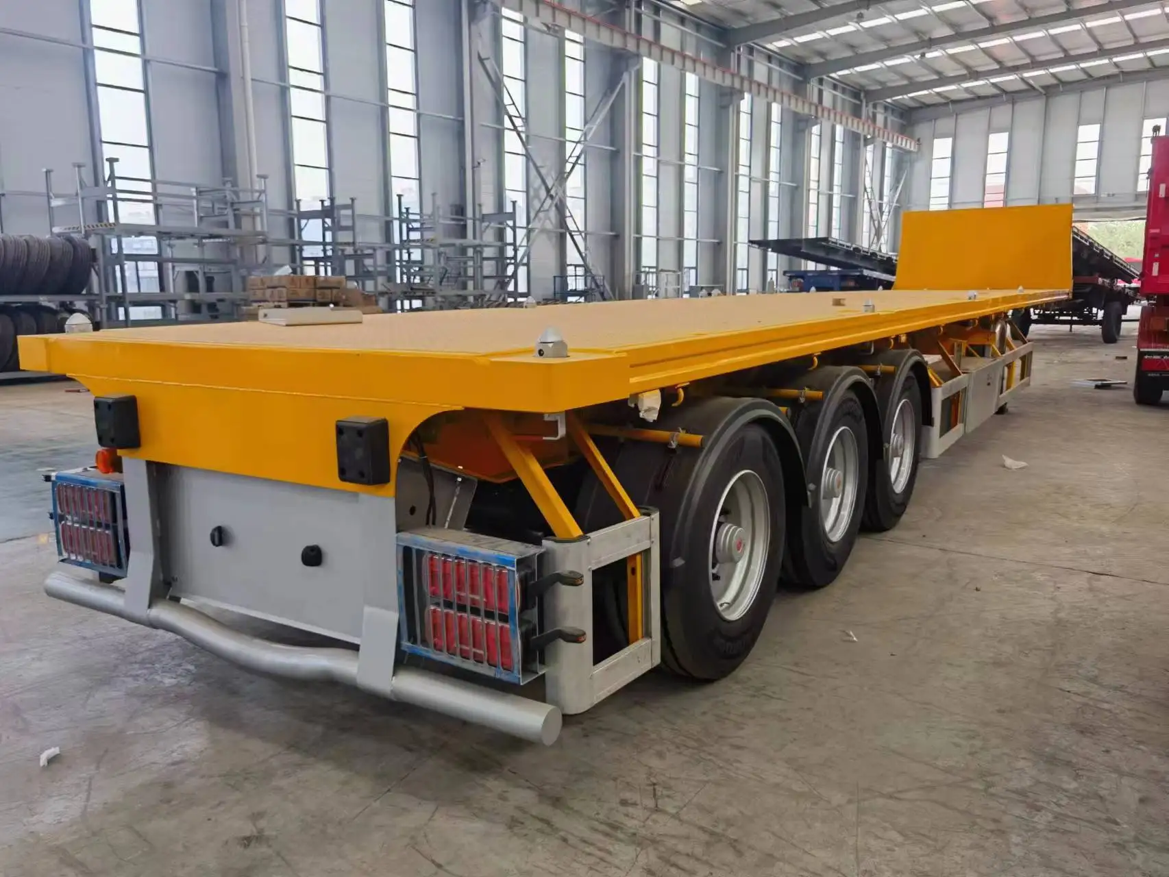 Flatbed Container Transport Semi Truck Trailer 3 Axle Flatbed Semi ...