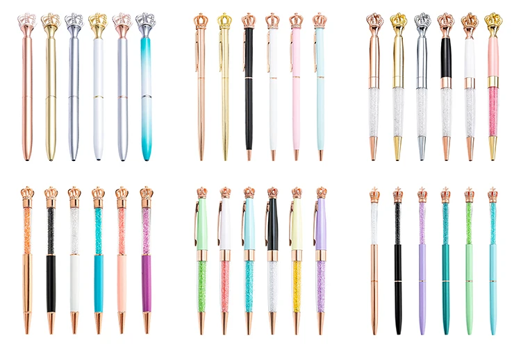 JH 2021 New Metal Crown Pen Ballpoint Customized Crystal Crown Pen ...