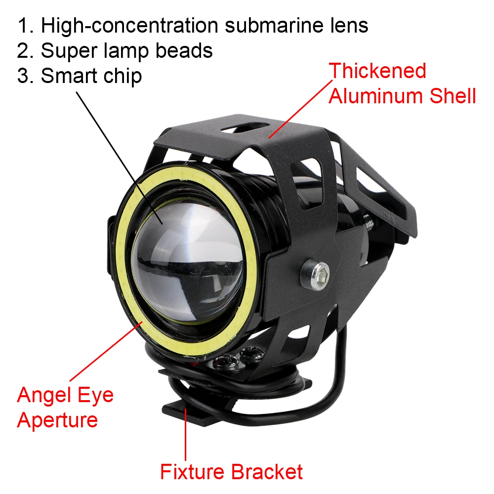 Super Bright 125W LED Motorcycle Angel Eyes - Universal Fit