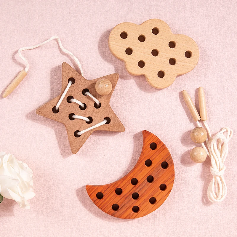 Kids Travel Activity Montessori Wooden Threading String Toys - Buy ...