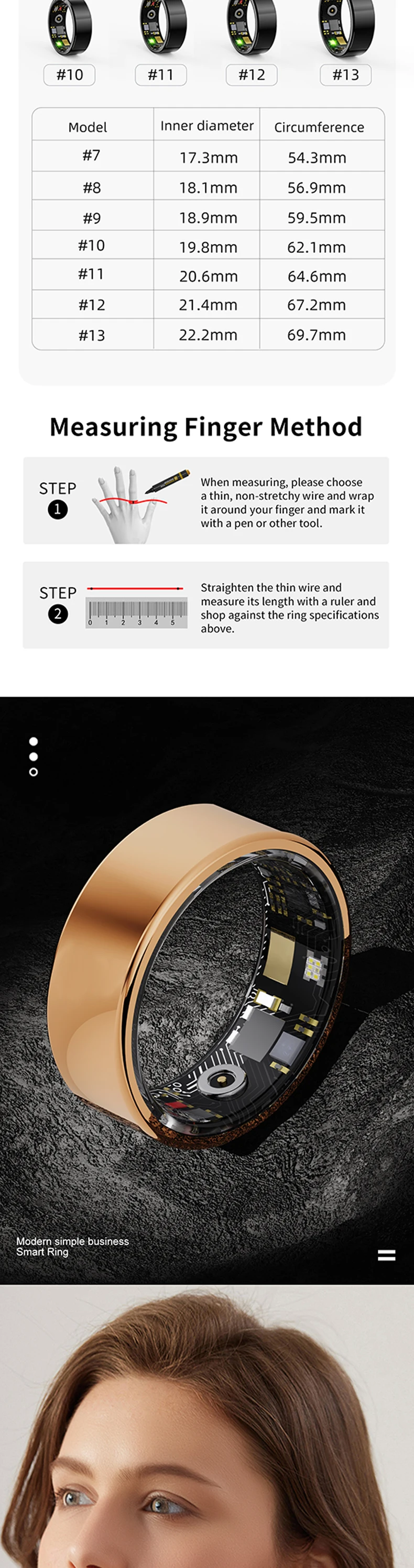 R11 Smart Finger Ring Health Tracker Heart Rate Blood Oxygen Monitoring Sport Smart Rings for ...