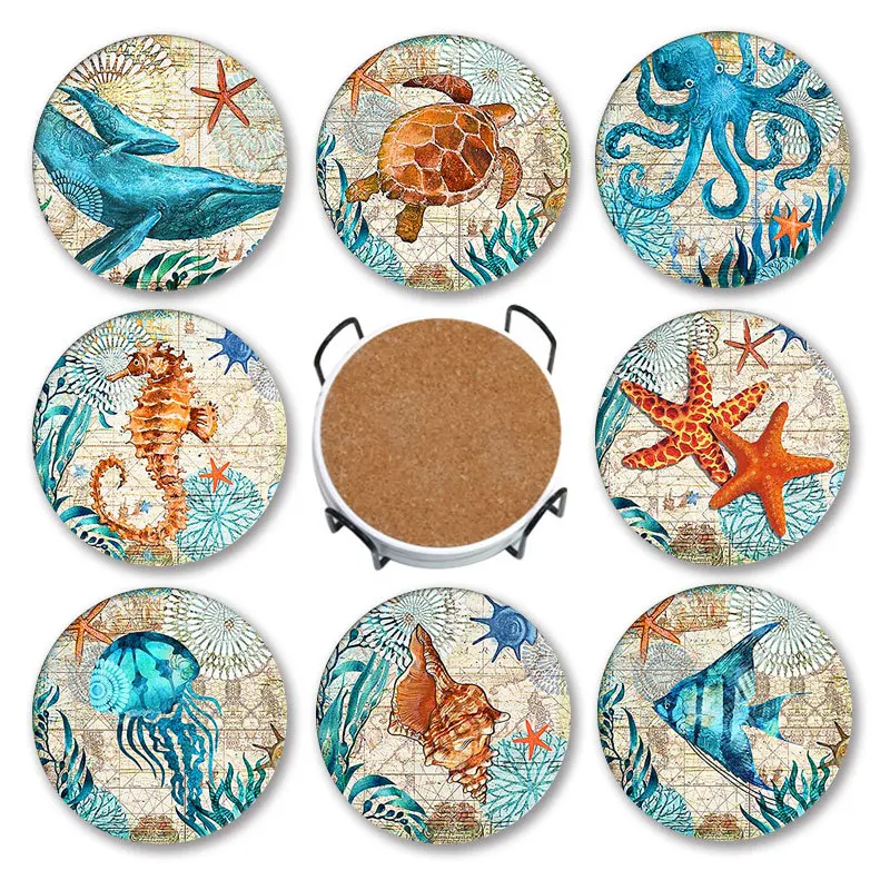 Ceramic Coaster Coffee Drinks Table Mat Non-slip Placemat Cup Holder ...