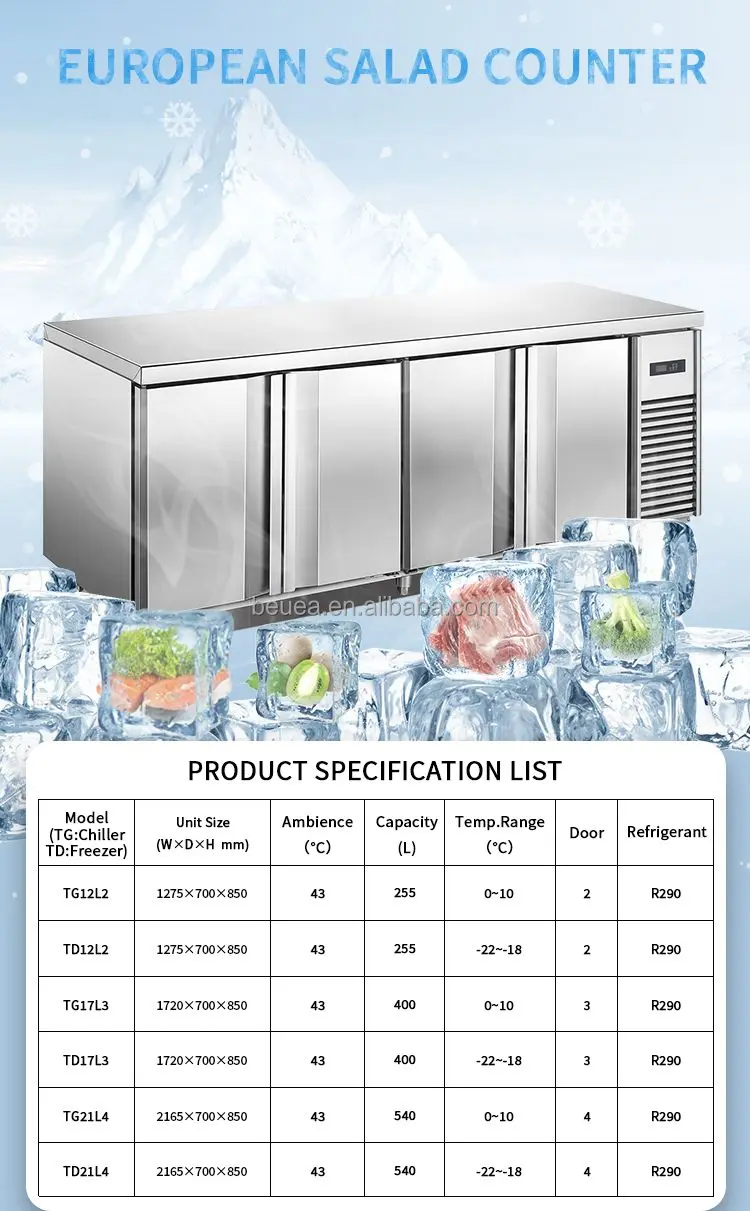 Commercial Stainless Steel Kitchen Worktable Refrigerator Work Bench ...