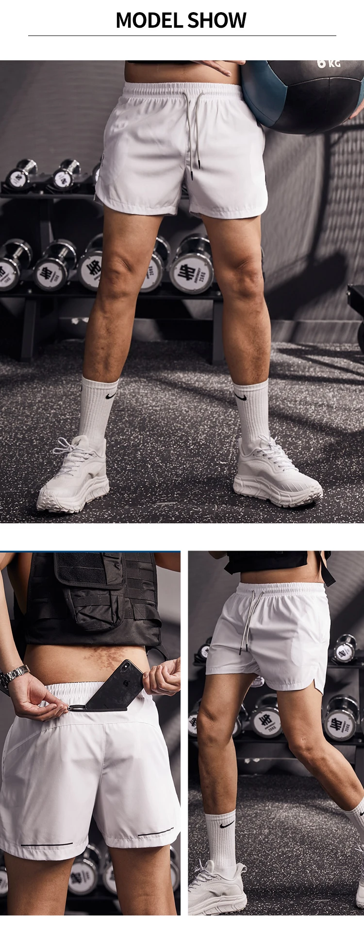 Men Short Shorts With Back Zipper Pocket Sports Shorts Gym Wear Dry Fit Athletic Shorts For Men ...