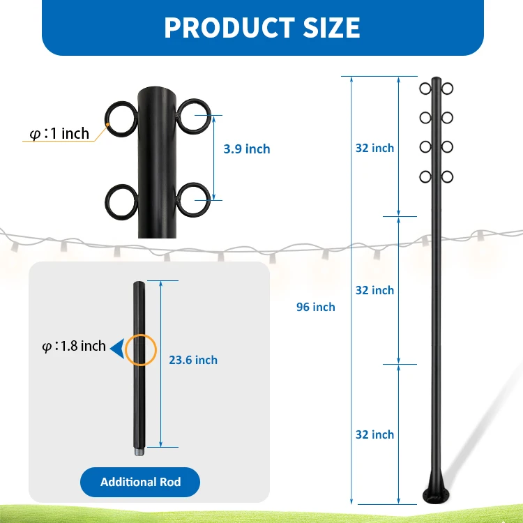 JH-Mech Pole Shade Galvanized Metal Steel Adjustable Stainless Post For ...