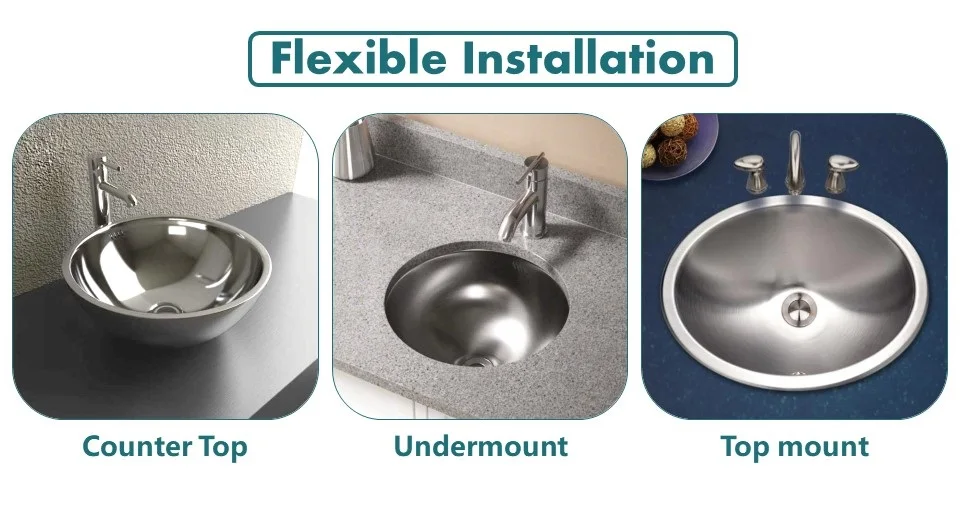 304 Stainless Steel Mini Bar Hand Wash Basin - Round Bowl