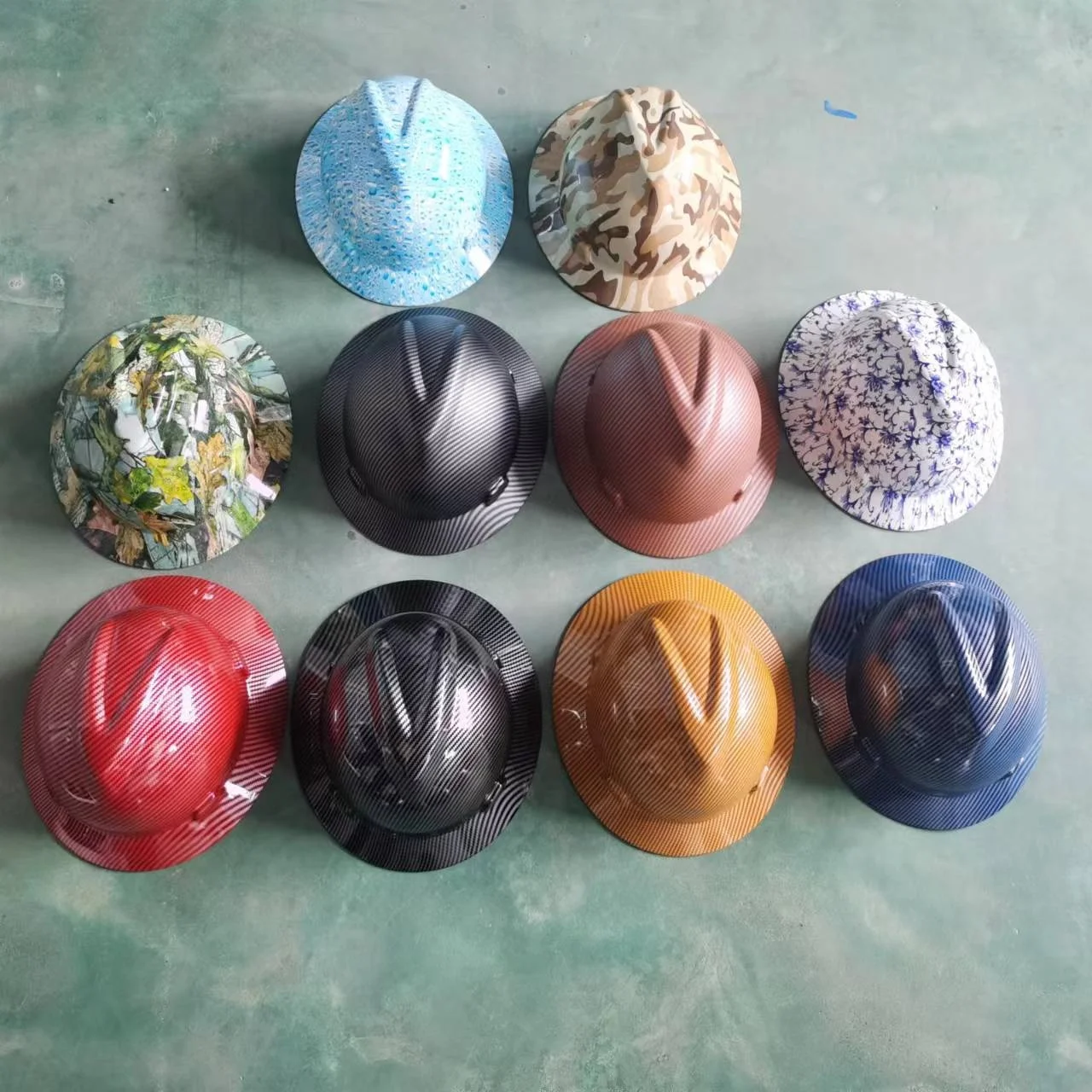 WEJUMP Full Brim V-Shape Safety Helmet HDPE Head Protection Hard Hats ...