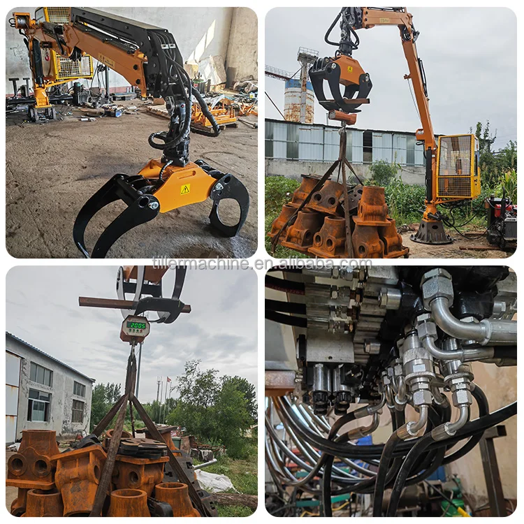 Customized7.8m Hydraulic Log Crane Grapple Forest Timber Grapple Mobile ...