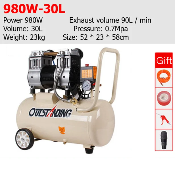 Small Air-compressor Pump Machine Silent Compressor Removable 8 Bar ...