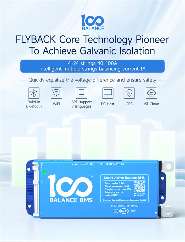 Lfp Smart Bms With Built-in 1a Active Balancer Electric Vehicle E-bike Li-ion Lifepo4 Lithium ...