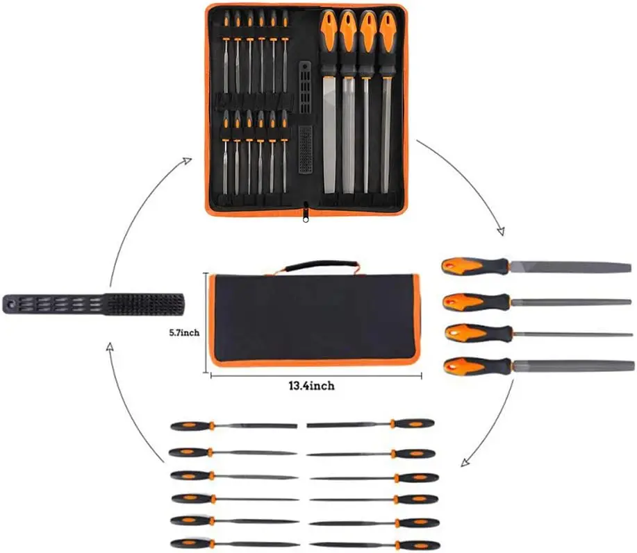 17 Piece File Tool Set,Premium T12 Forged Alloy Steel,Precision Flat ...