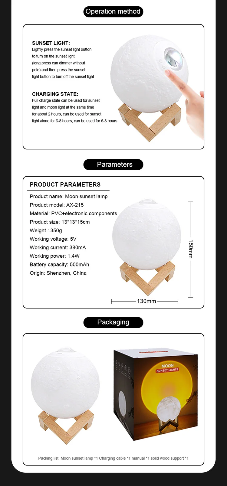 Imycoo Best Seller Rechargeable Table 3d Moon Led Night Light For Home ...