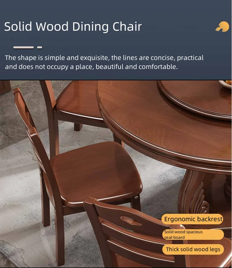 New Chinese Solid Round Wood Dinner Table Turntable Dining Table and ...