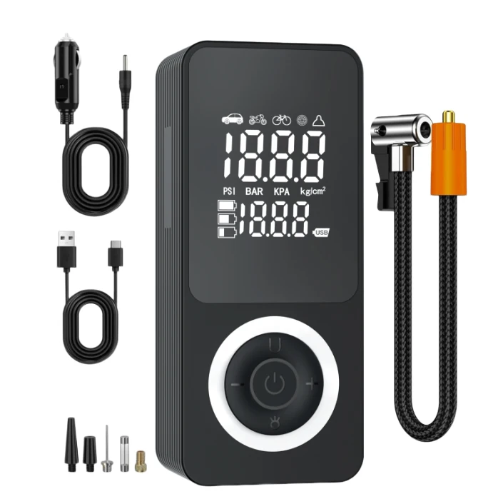 6000mAh Portable Dual Power Rechargeable Tire Inflator W/LED Light ...