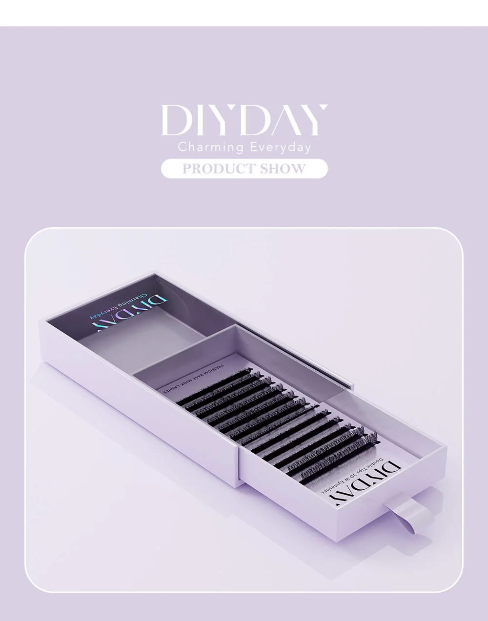 DIYDAY Custom 3D Clover W Shape L LU Curl Eyelash Extensions