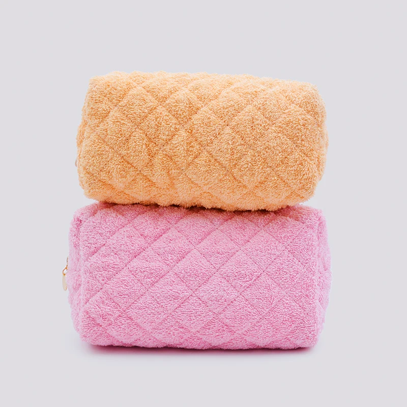 Wholesale Custom Colors Terry Cloth Make up Bag Quilted Towel Cosmetic ...