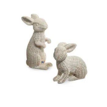 Home Improvement Artifact Resin Rattan Effect Bunny Statue Easter ...