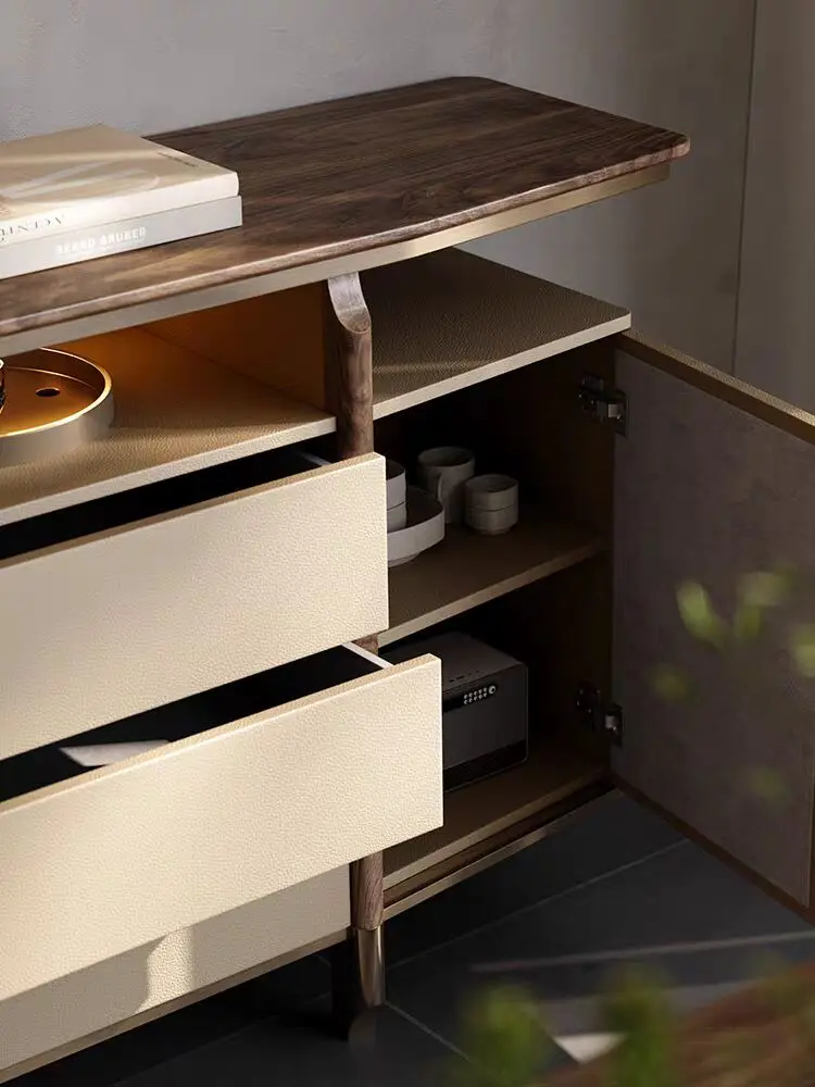Italian Minimalist Solid Wood Side Cabinet Villa North American Style ...