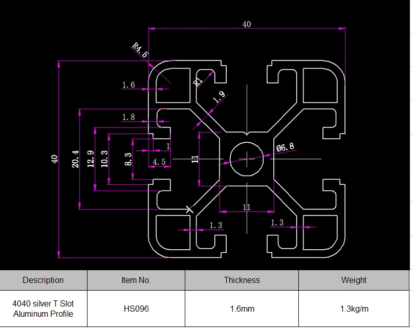 Aluminum 6063 Hollow Extrusion Profile 40x40 For Industry Framing Oem