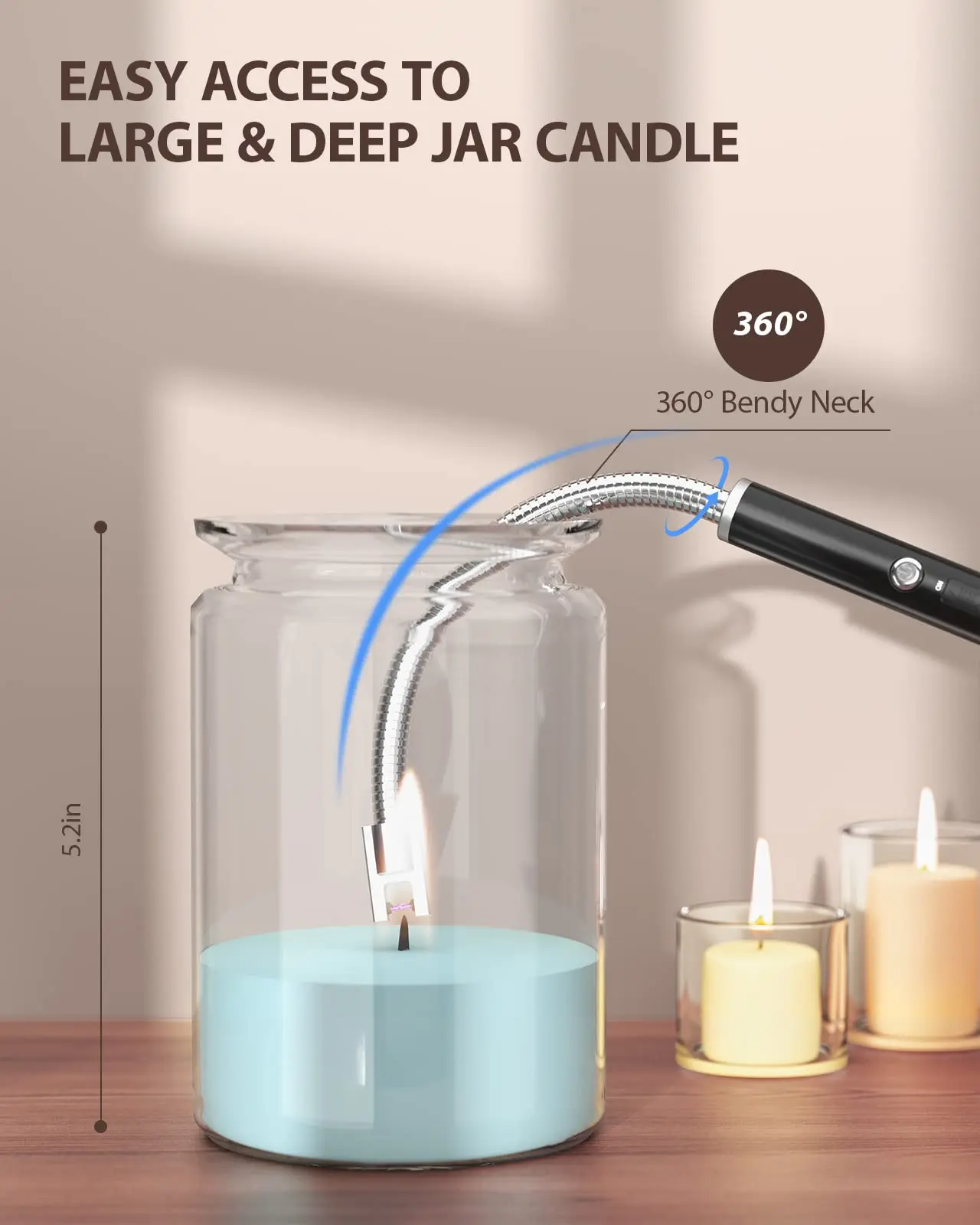 Stainless Steel Shell 360 Degree Long Neck Candle Lighter USB ...