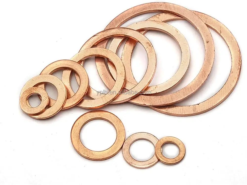 Copper Flat Shim Flat Round Brass Cooper Gasket Sealing Washers Car ...