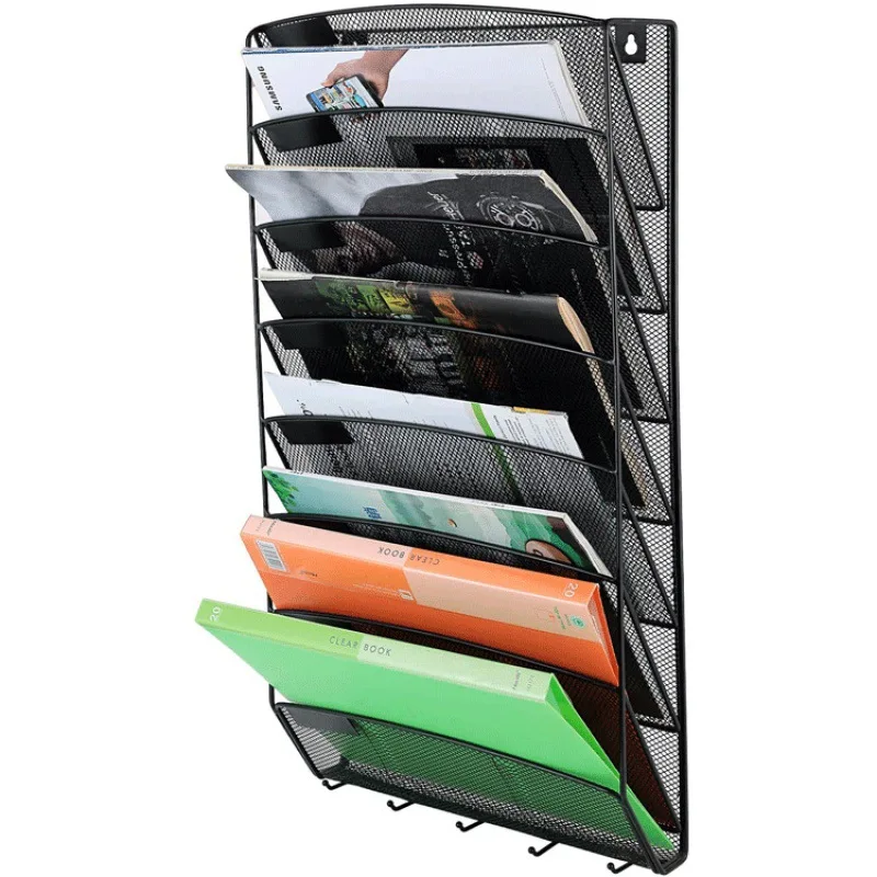 Wall Hanging Wooden Mesh Organizer Wall Mounted Paper Magazine Rack ...