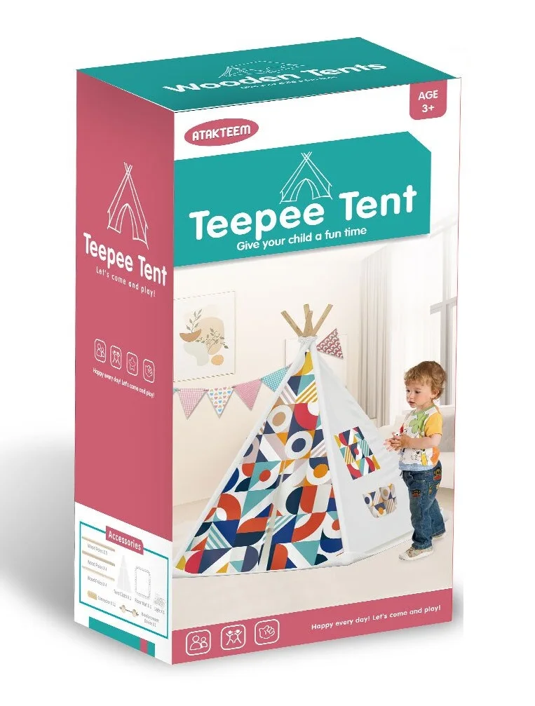 3d Diy Geometric Patterns Themed Indian Teepee Tent Model Outdoor ...